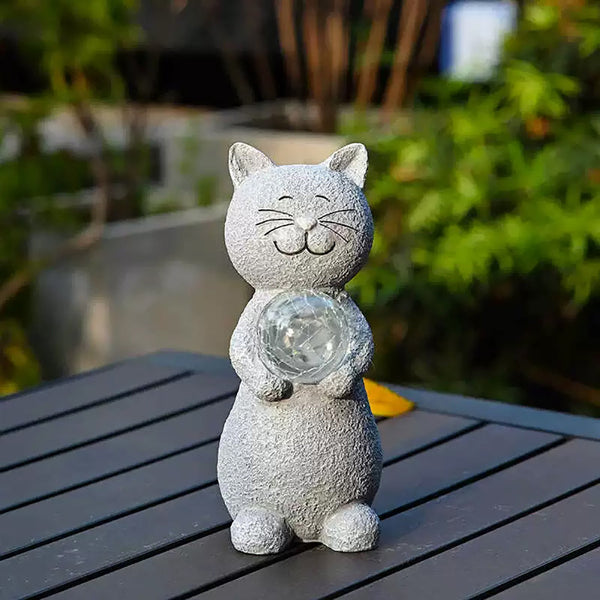Solar Powered Cat Statue with Crack Glass Ball – nextdealshop.eu
